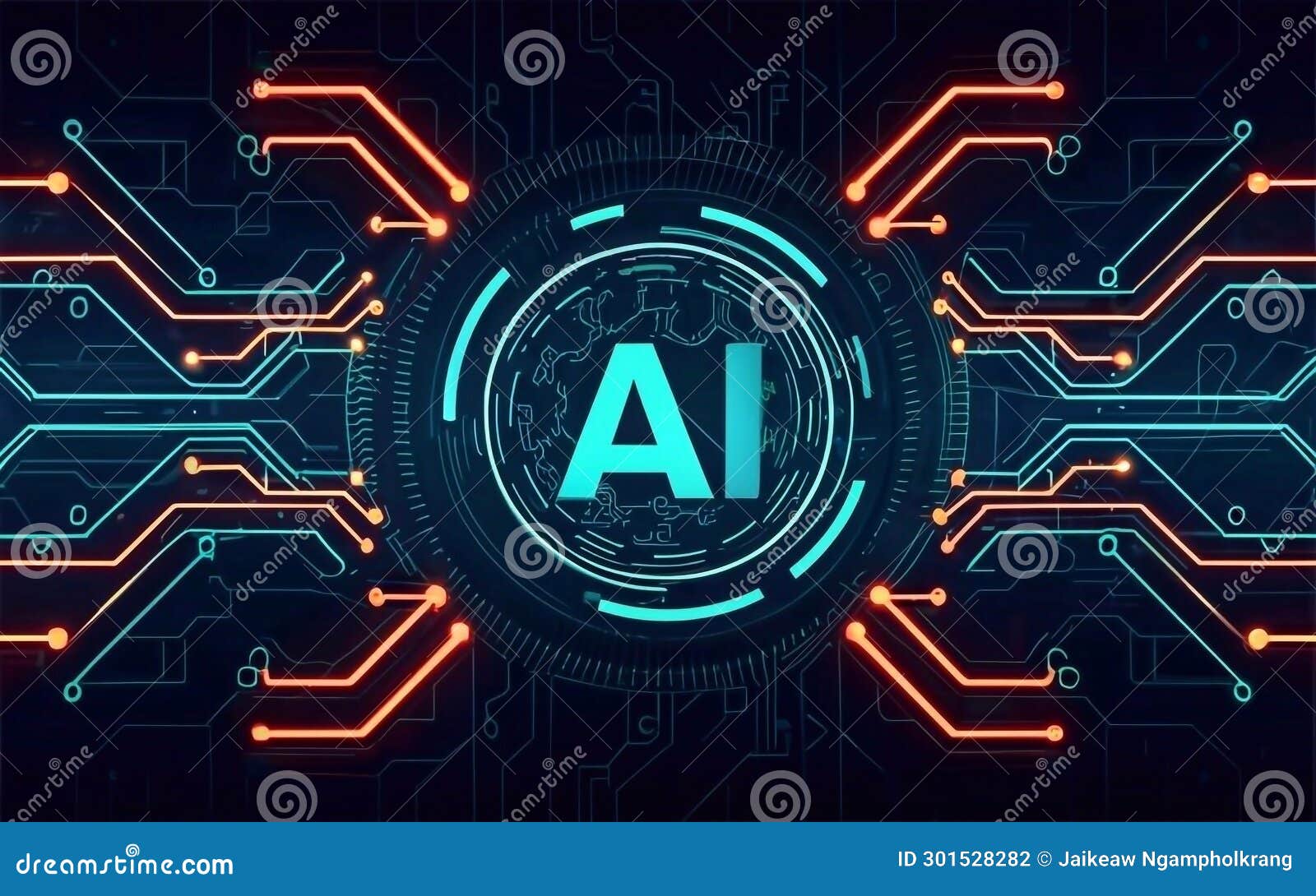 Artificial Intelligence (AI) and Machine Learning Concept. Abstract ...