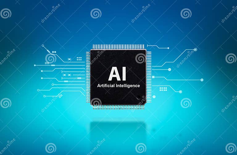 Artificial Intelligence AI and Machine Learning Concept , Black Microchip Isolated Stock Image ...