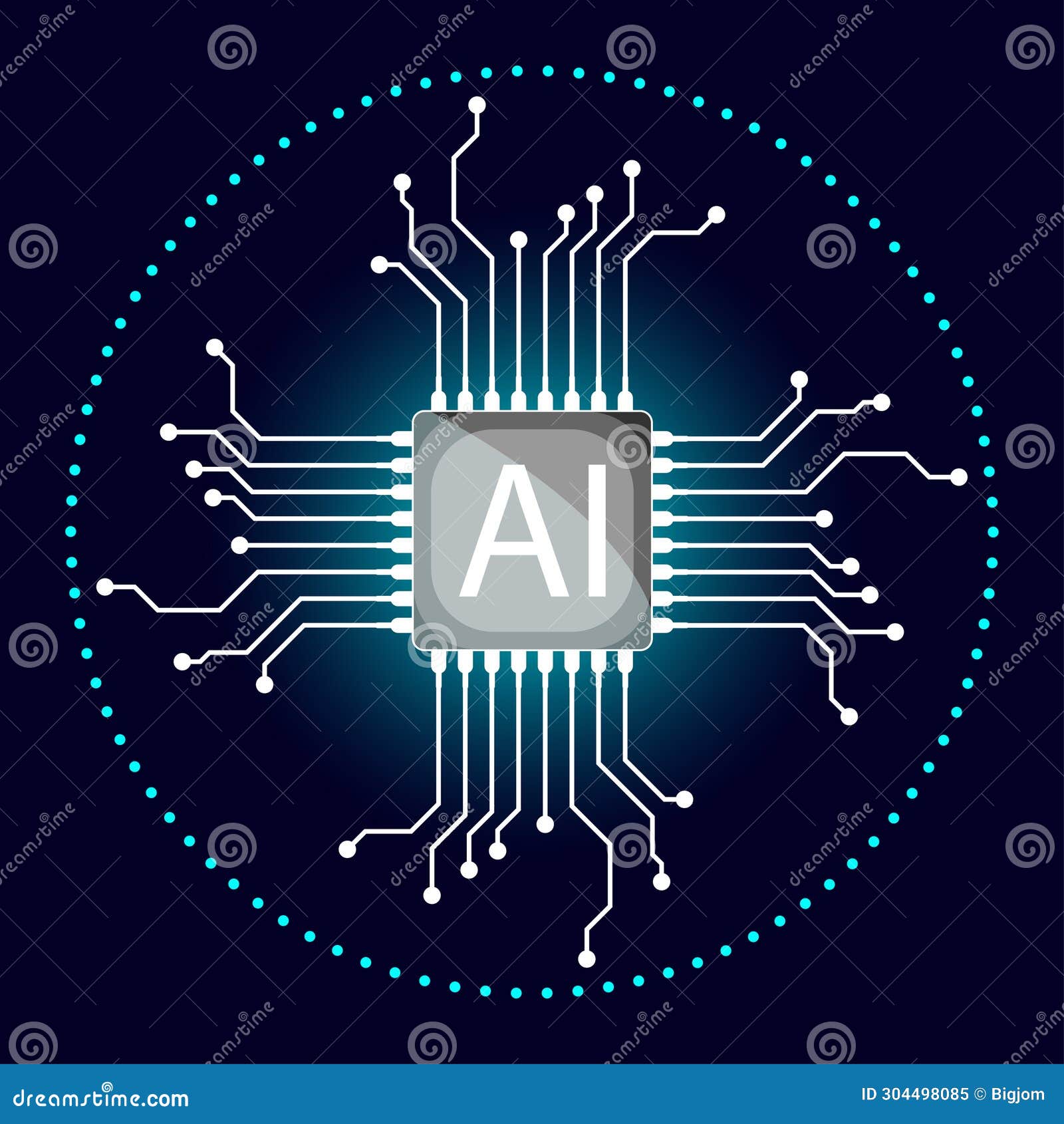 Artificial Intelligence AI Pictogram Circuit Line Style. Micro ...