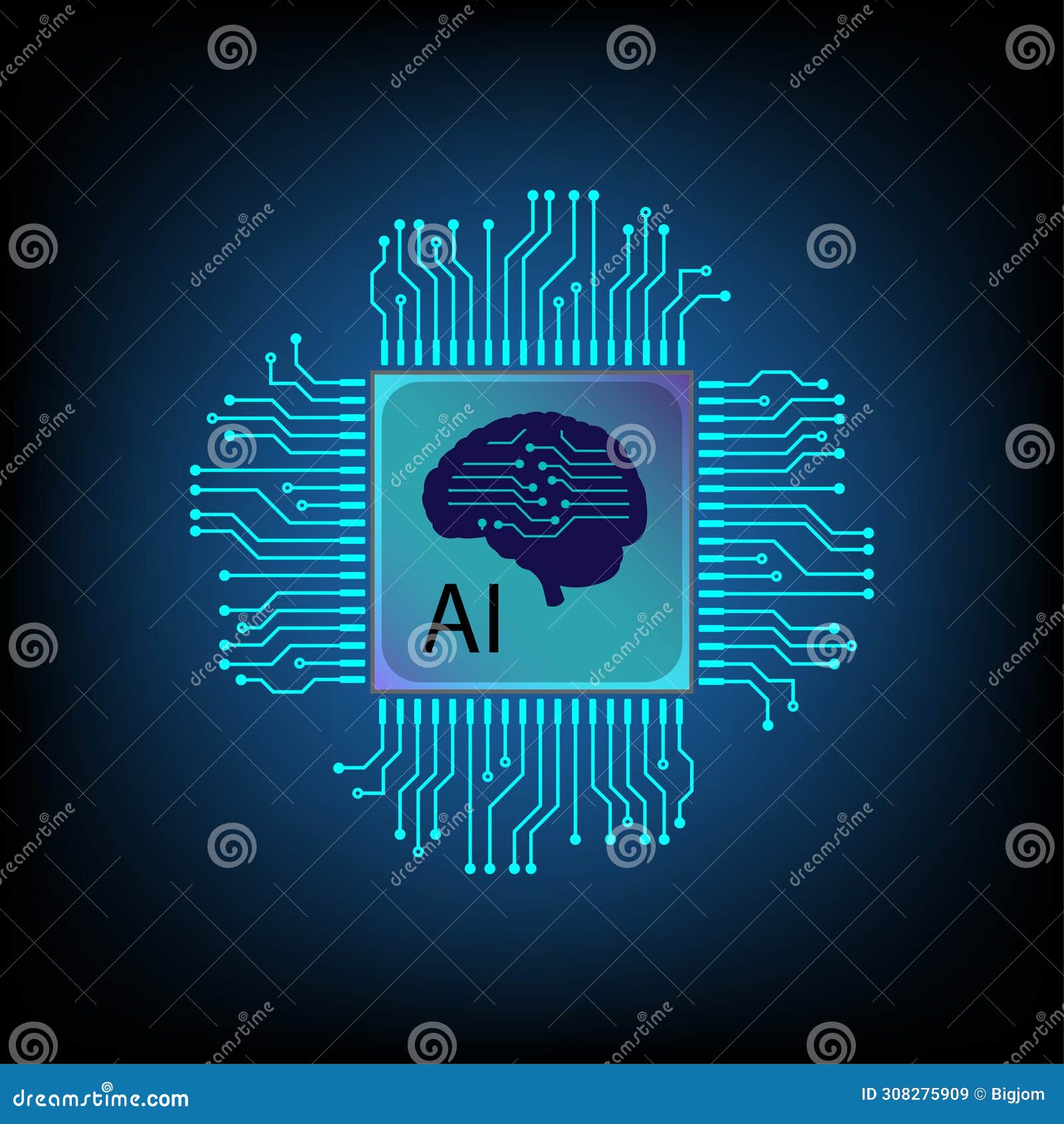Artificial Intelligence AI Pictogram Circuit Line Style. Micro ...