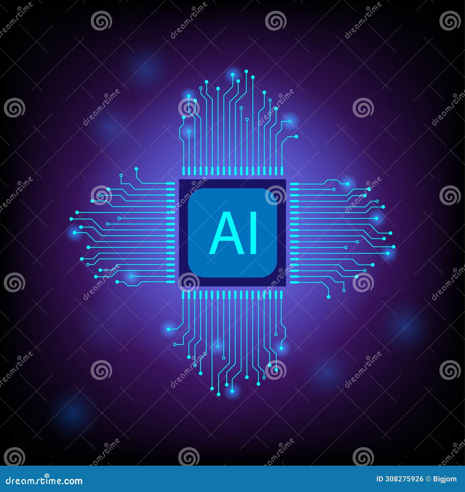 Artificial Intelligence AI Pictogram Circuit Line Style. Micro ...