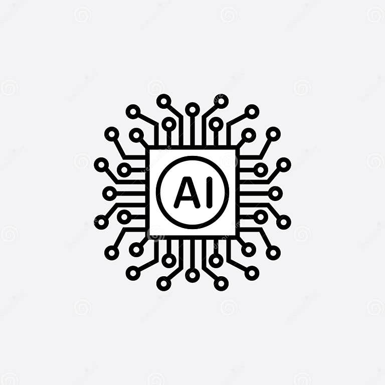 "Artificial Intelligence Processor Chip Vector Icon - Futuristic AI Tech Symbol Illustration ...