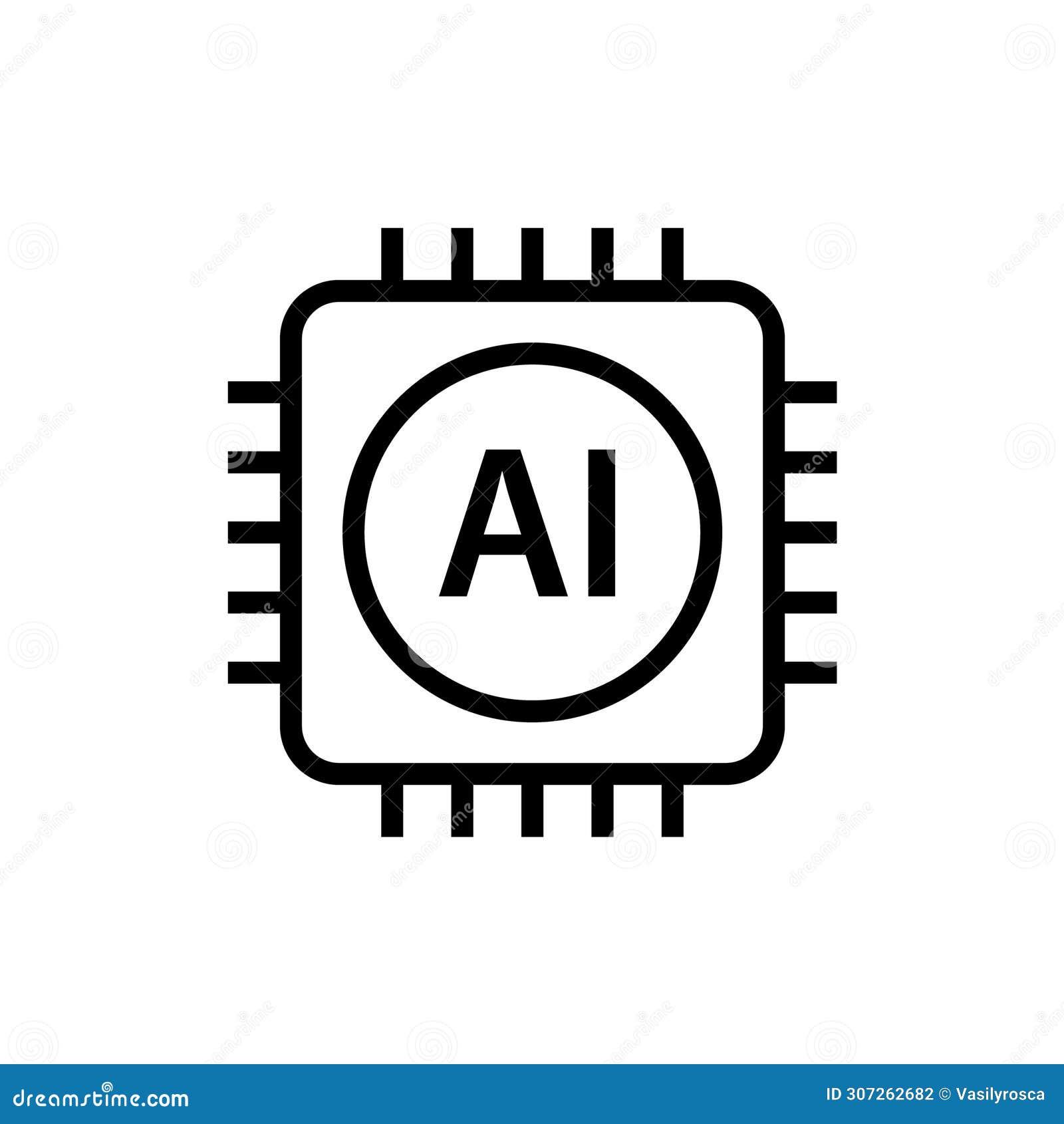 Artificial Intelligence AI Processor Chip Vector Icon. Processor ...