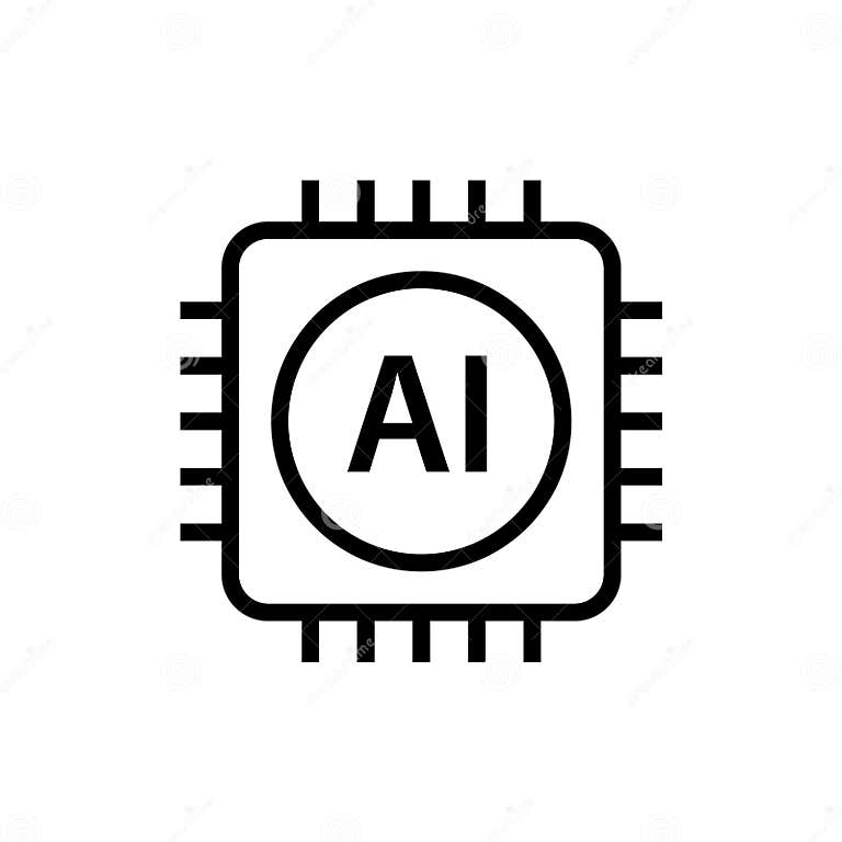 Artificial Intelligence AI Processor Chip Vector Icon. Processor ...