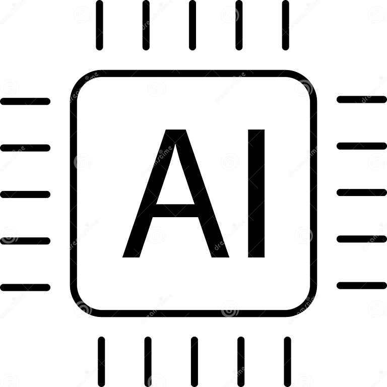 Artificial Intelligence AI Processor Chip Vector Icon Sign, UI ...