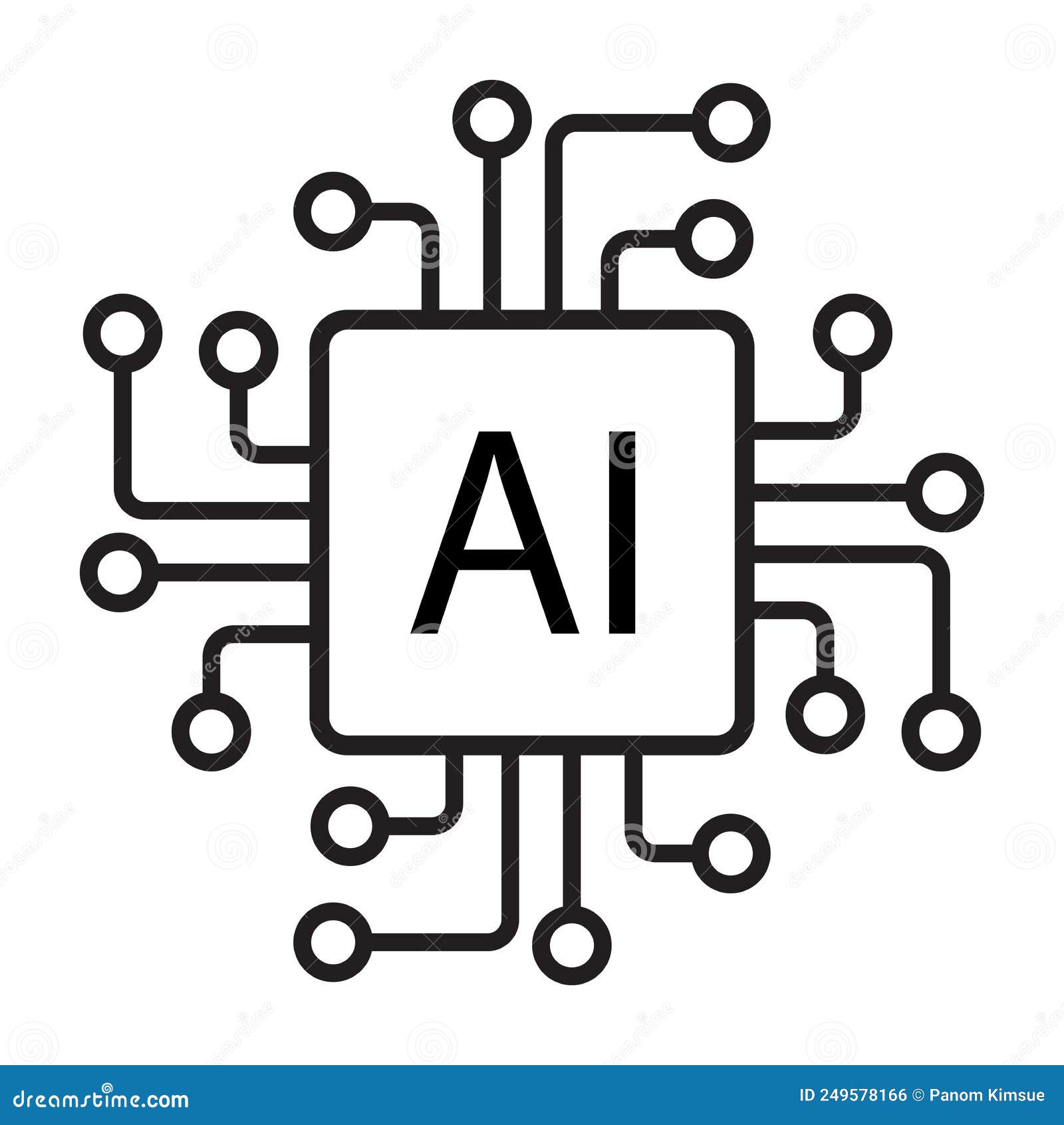 Artificial Intelligence AI Processor Chip Vector Icon Symbol for ...