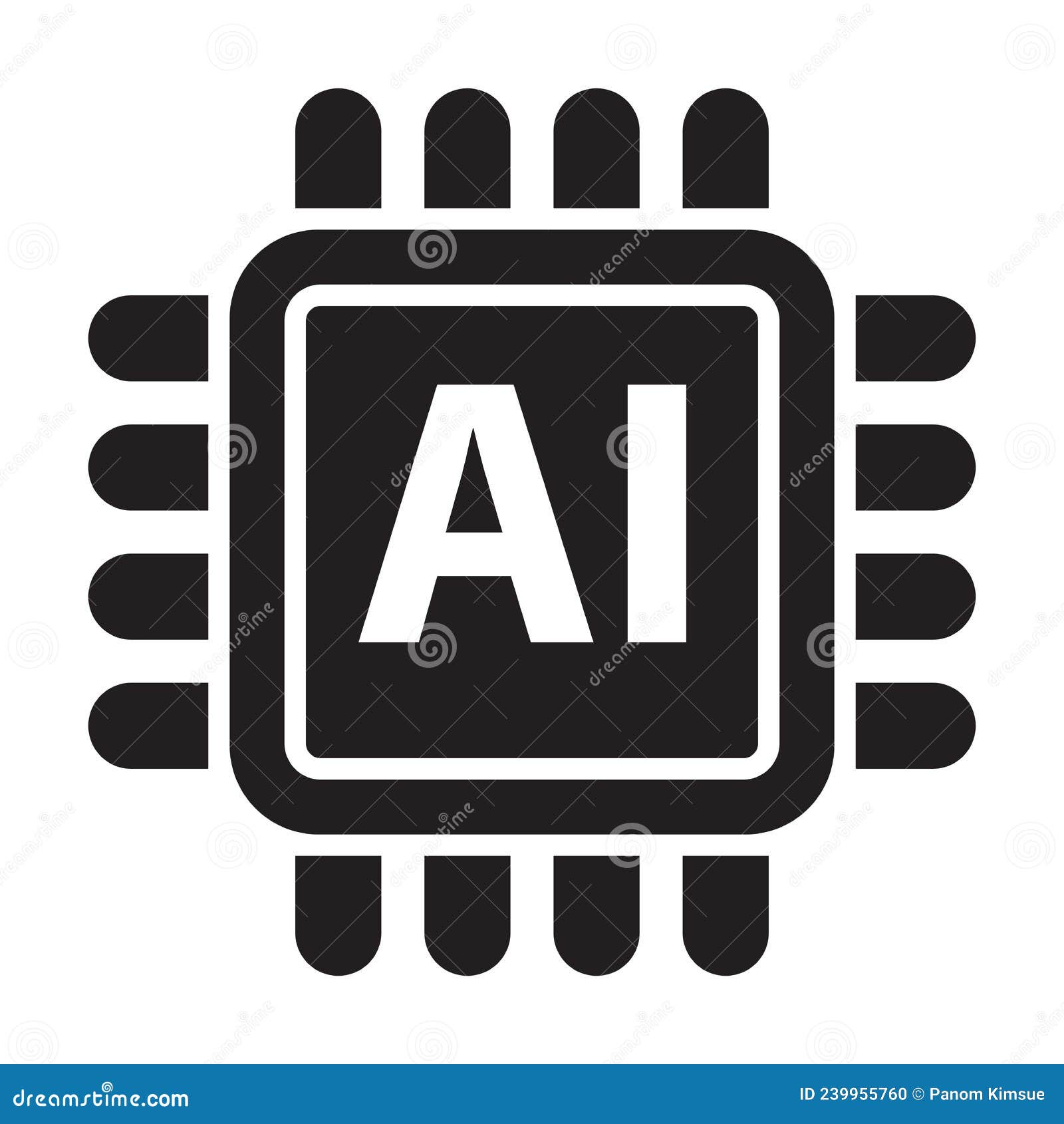 Artificial Intelligence AI Processor Chip Vector Icon Symbol for ...