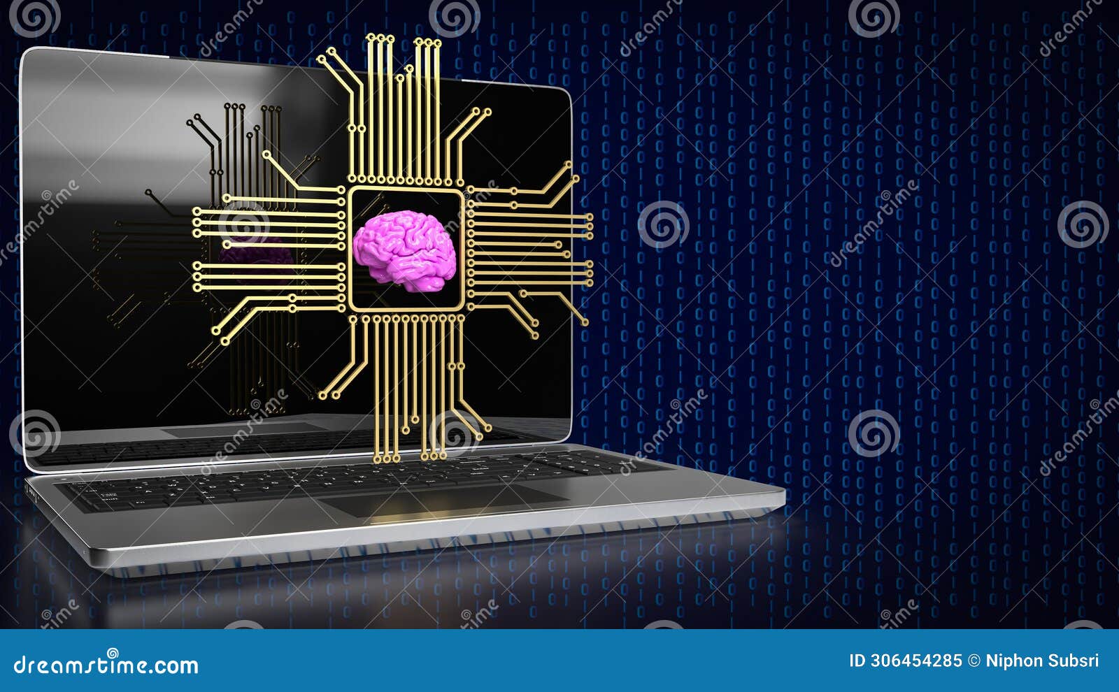 The Brain and it Gadget for Ai or Machine Learning Concept 3d Rendering ...