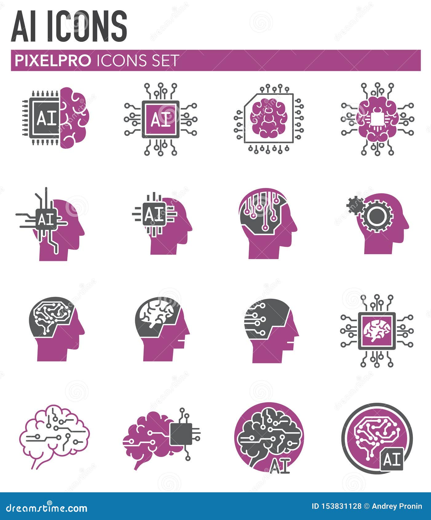 Artificial Intelligence Ai Related Icons Set on Background for Graphic ...