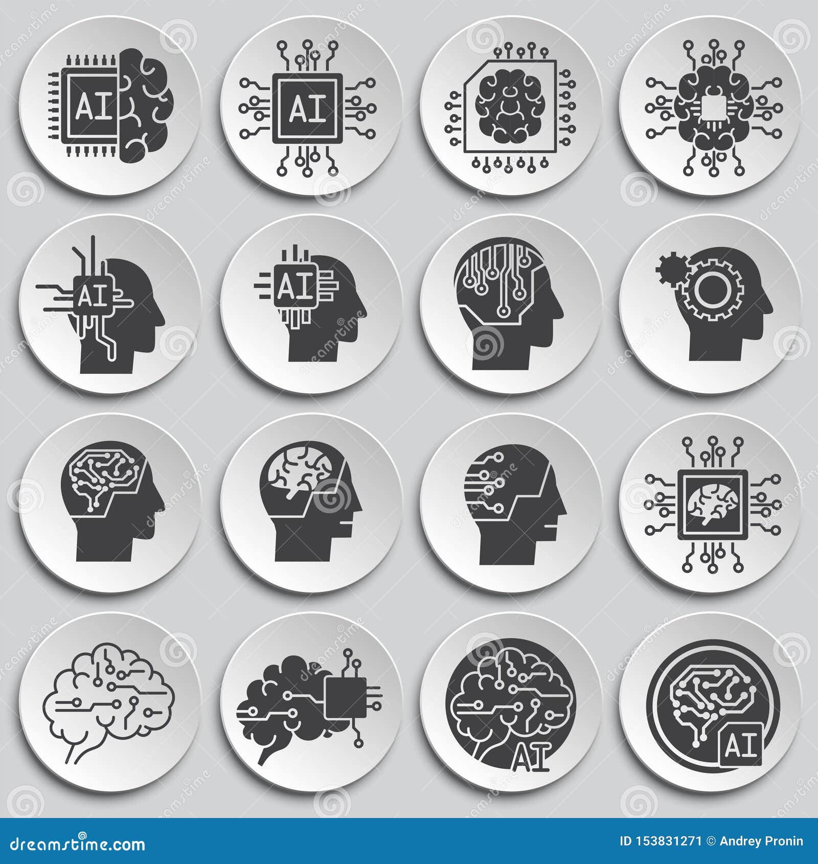 Artificial Intelligence Ai Related Icons Set on Background for Graphic ...