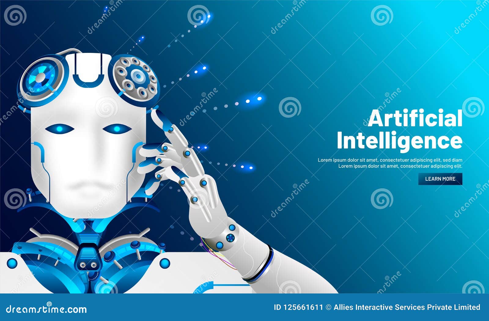 Artificial Intelligence (AI) Responsive Web Template Design, Cyborg ...