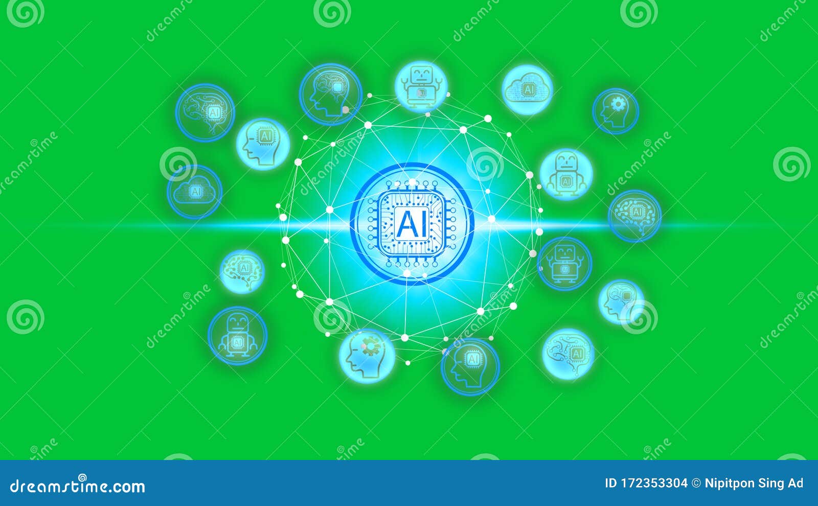 Artificial Intelligence AI Technology Icon Over The Network Connection ...