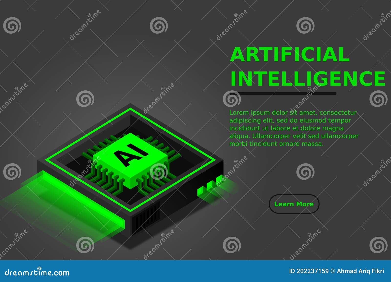 Artificial Intelligence, AI Web Banner, Isometric Cloud Computing Concept, Data Mining ...