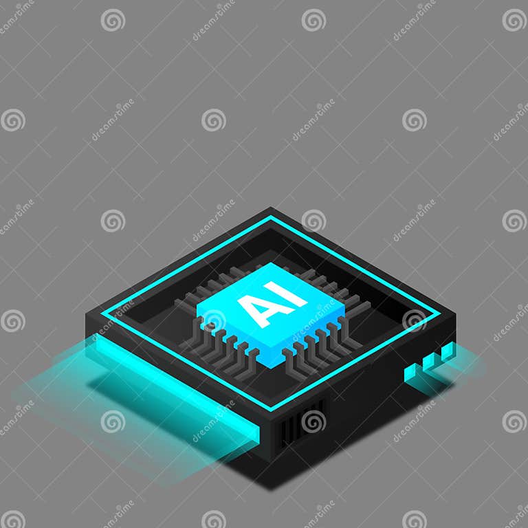Artificial Intelligence, AI Web Banner, Isometric Cloud Computing Concept, Data Mining ...