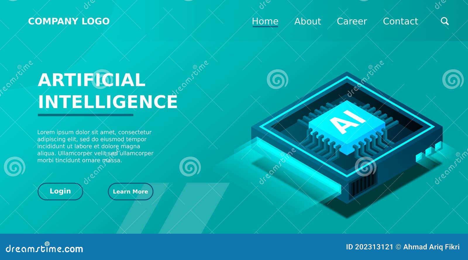Artificial Intelligence, AI Web Banner, Isometric Cloud Computing Concept, Data Mining ...