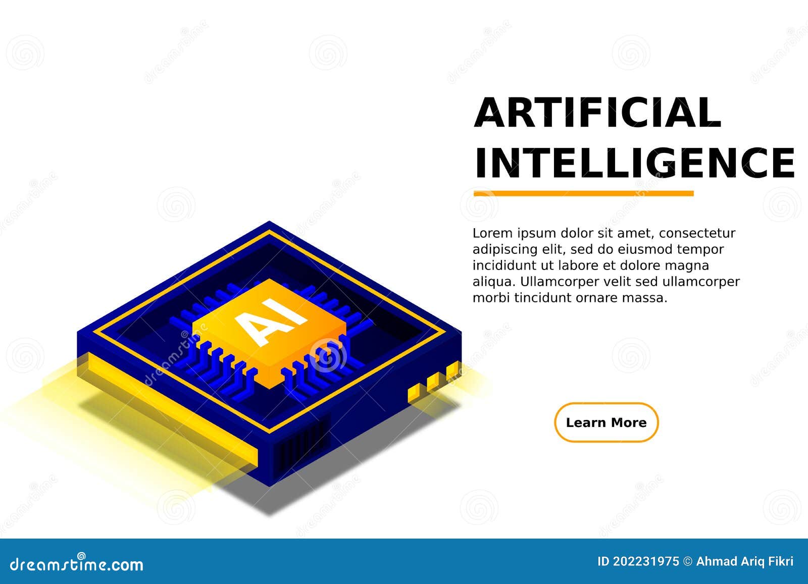 Artificial Intelligence, AI Web Banner, Isometric Cloud Computing Concept, Data Mining ...