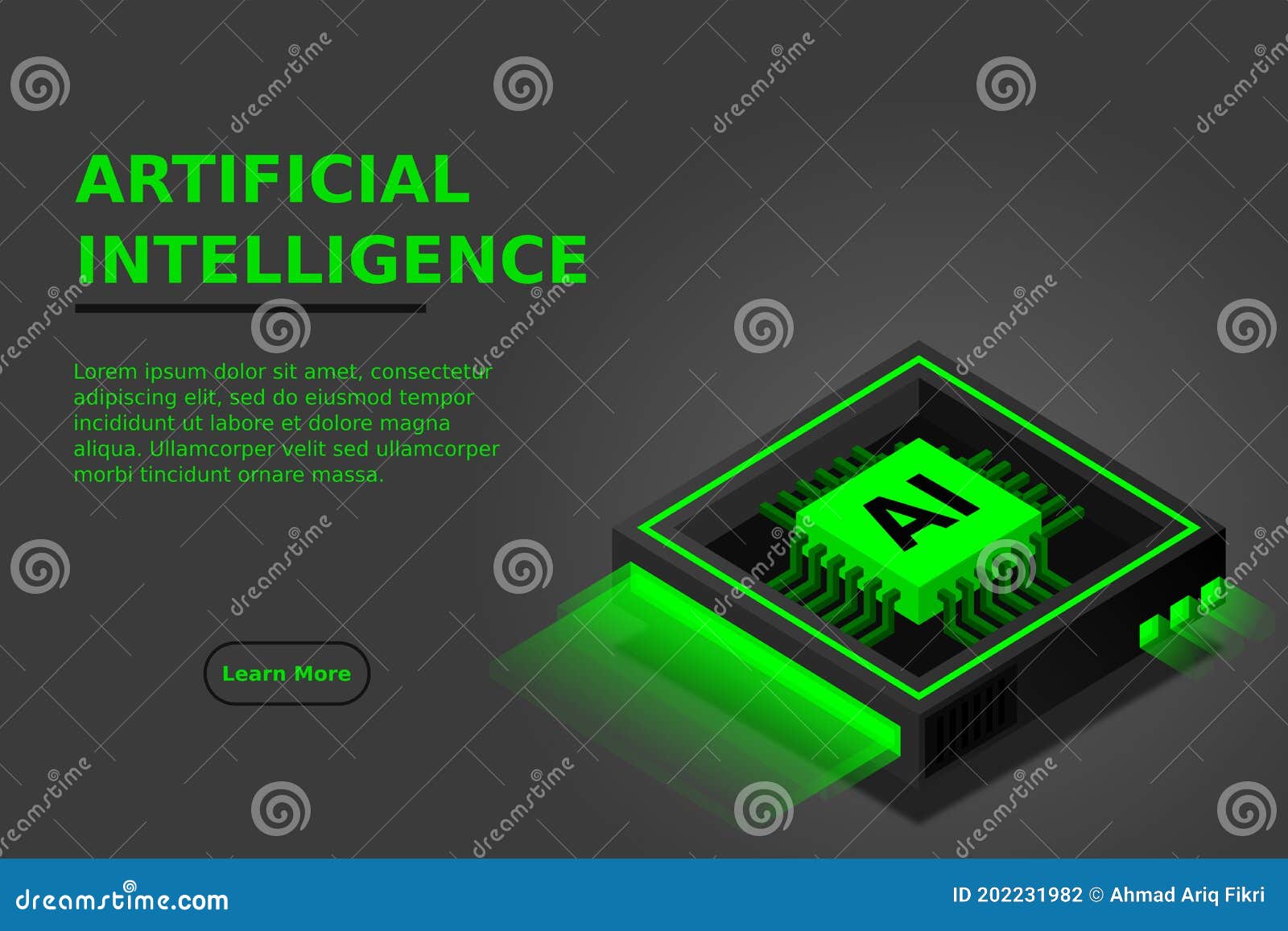 Artificial Intelligence, AI Web Banner, Isometric Cloud Computing Concept, Data Mining ...