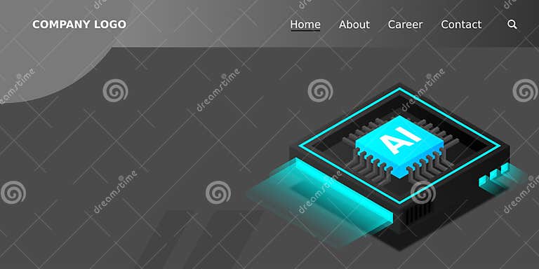 Artificial Intelligence, AI Web Banner, Isometric Cloud Computing Concept, Data Mining ...