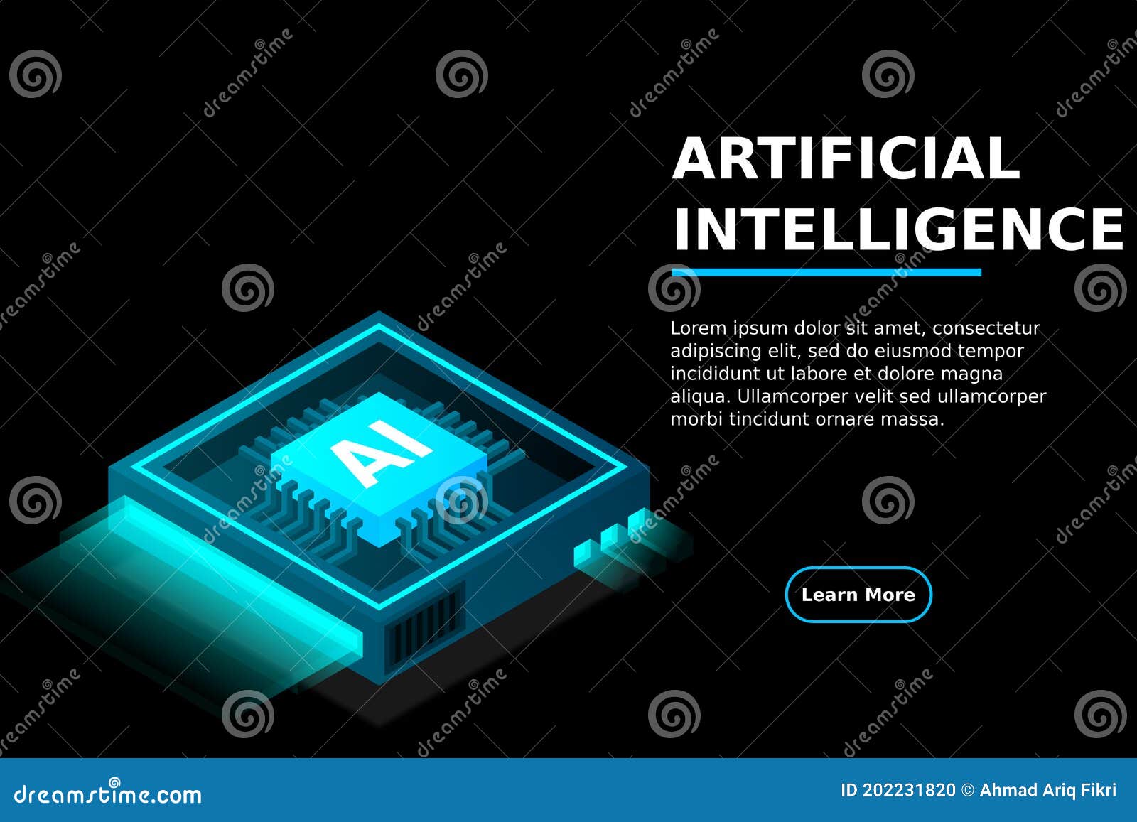 Artificial Intelligence, AI Web Banner, Isometric Cloud Computing Concept, Data Mining ...