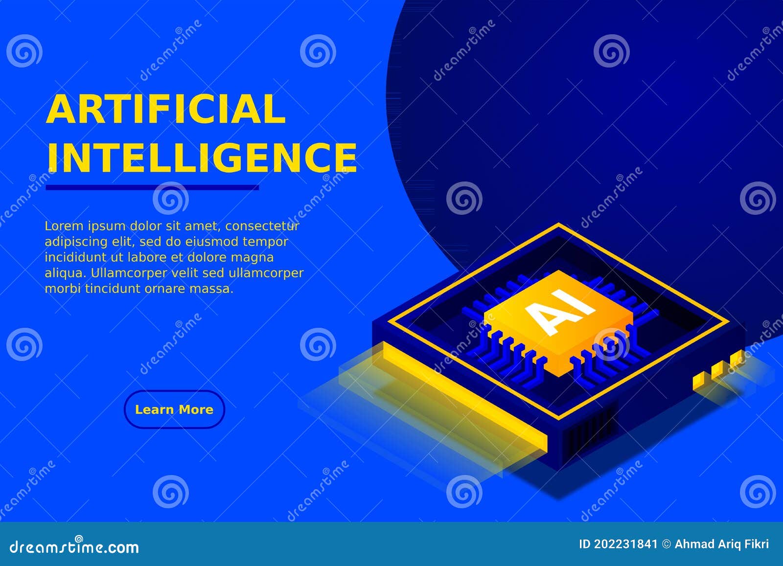 Artificial Intelligence, AI Web Banner, Isometric Cloud Computing Concept, Data Mining ...