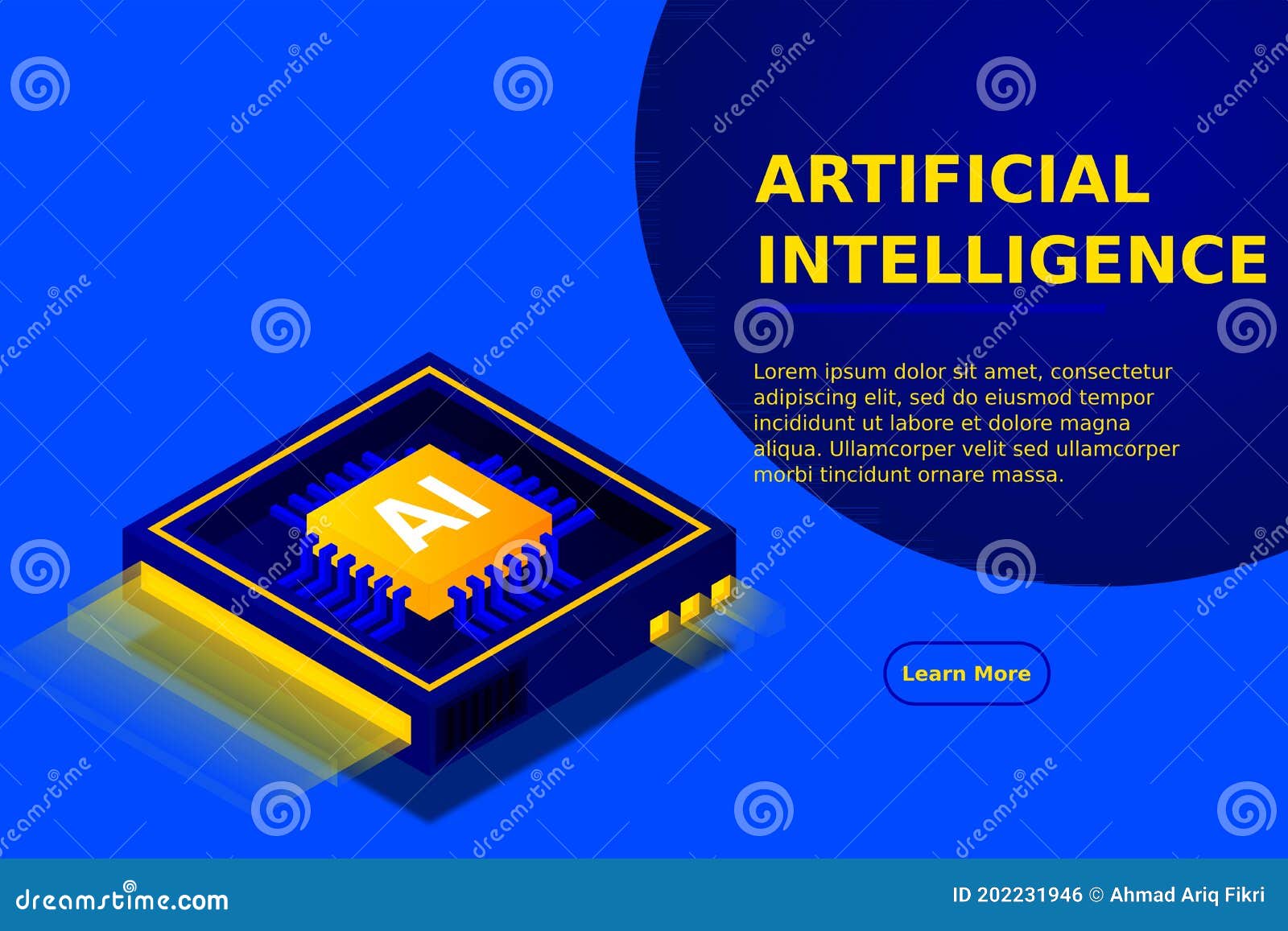 Artificial Intelligence, AI Web Banner, Isometric Cloud Computing Concept, Data Mining ...
