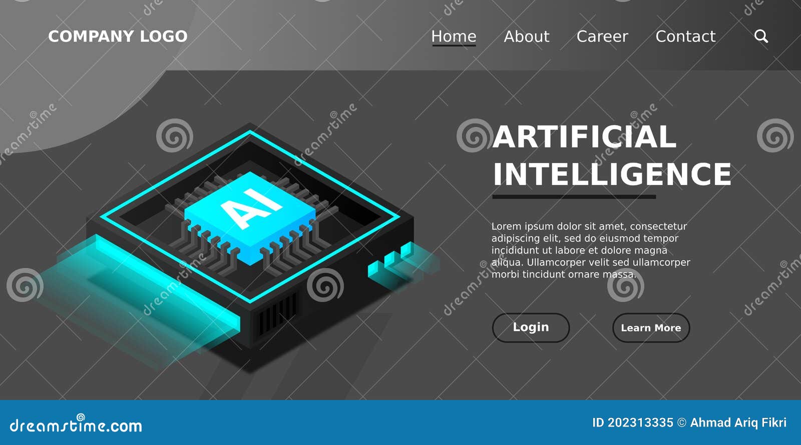 Artificial Intelligence, AI Web Banner, Isometric Cloud Computing Concept, Data Mining ...
