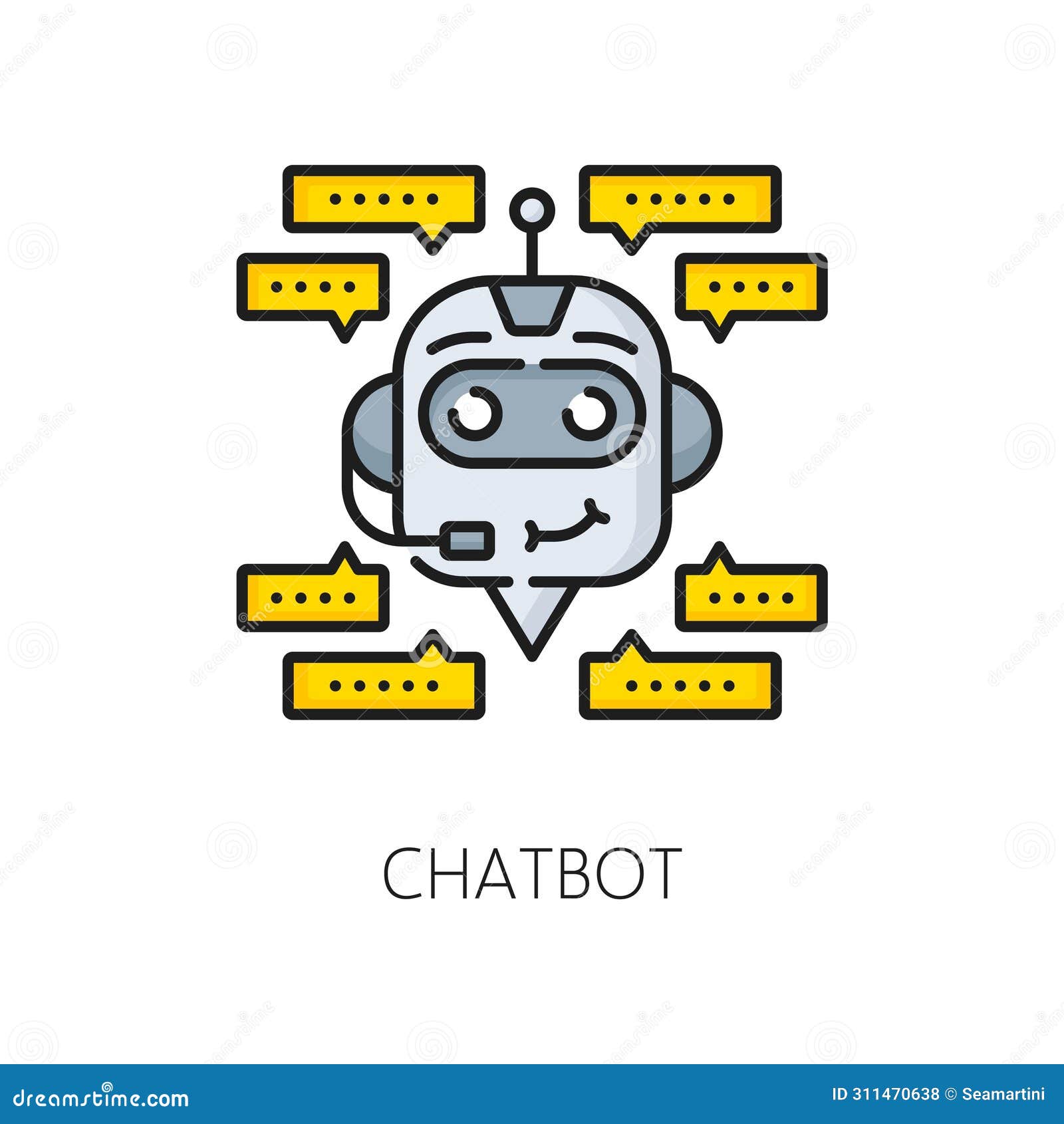 Artificial Intelligence Chatbot Line Color Icon Stock Vector