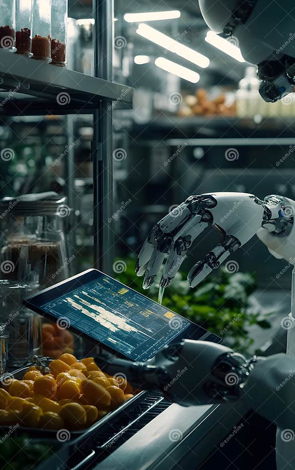 Artificial Intelligence Analyzing Nutritional Data on a Digital Tablet ...