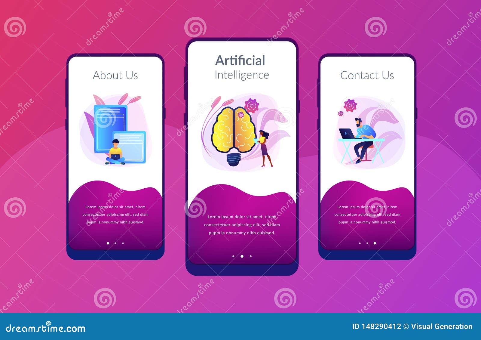 Artificial Intelligence App Interface Template. Stock Vector - Illustration of data, science ...