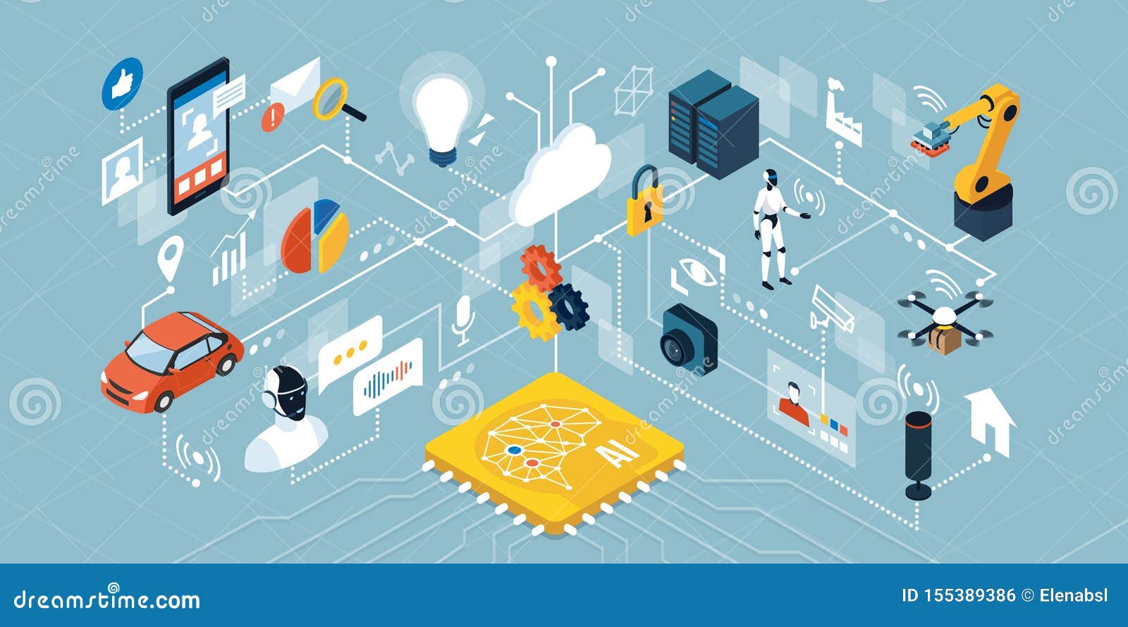 AI, Automation and Smart Devices Stock Vector - Illustration of face ...