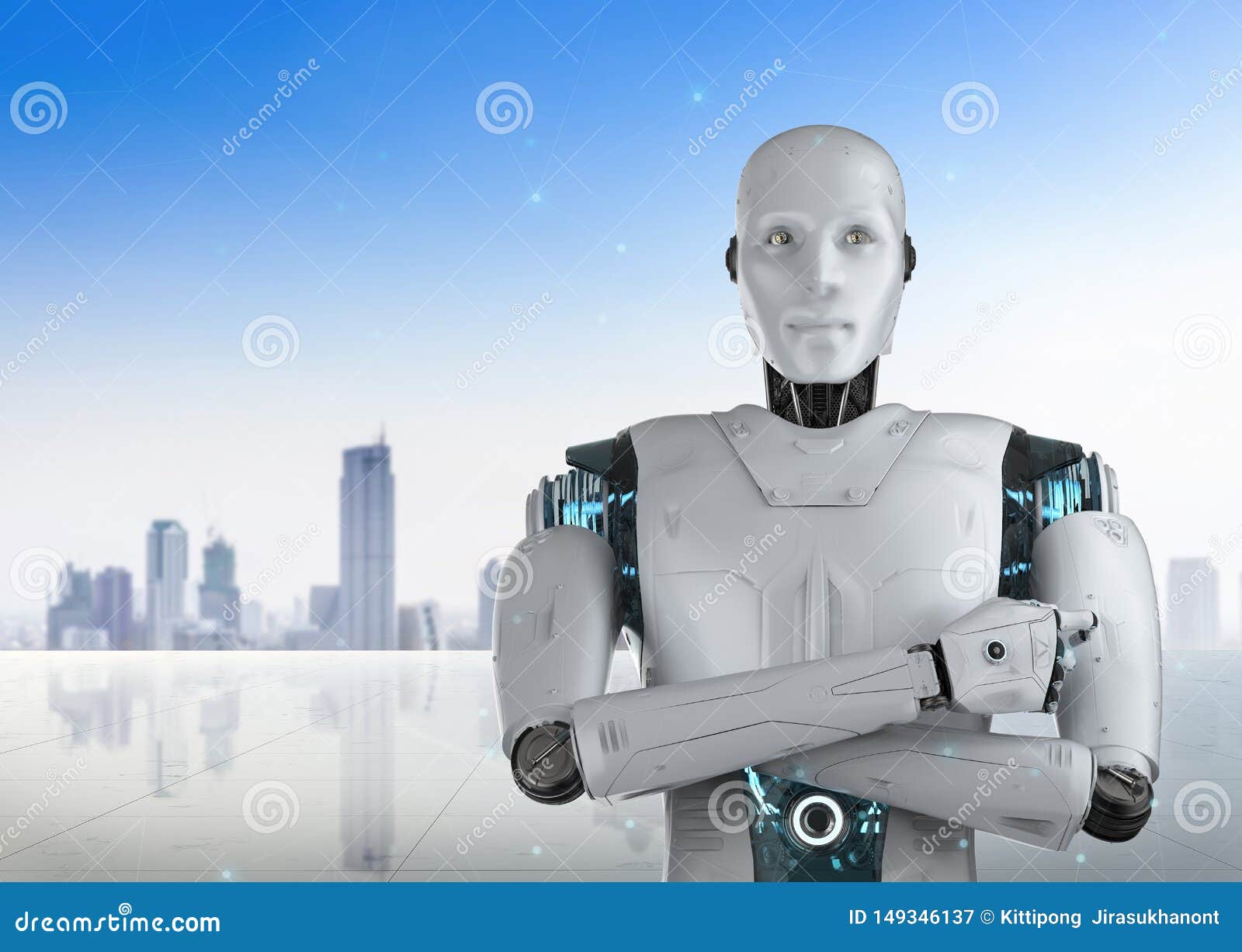 Artificial Intelligence Arm Crossed Stock Illustration - Illustration ...