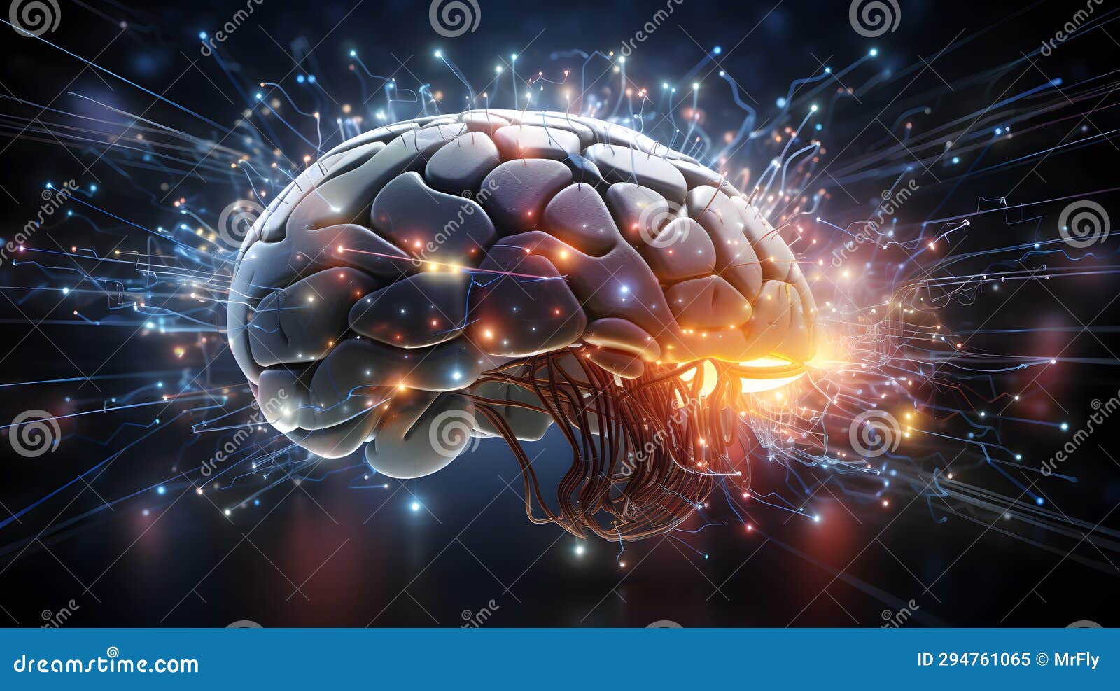 Artificial Intelligence As Human Brain, Humanoid Brain Concept, Cloud ...