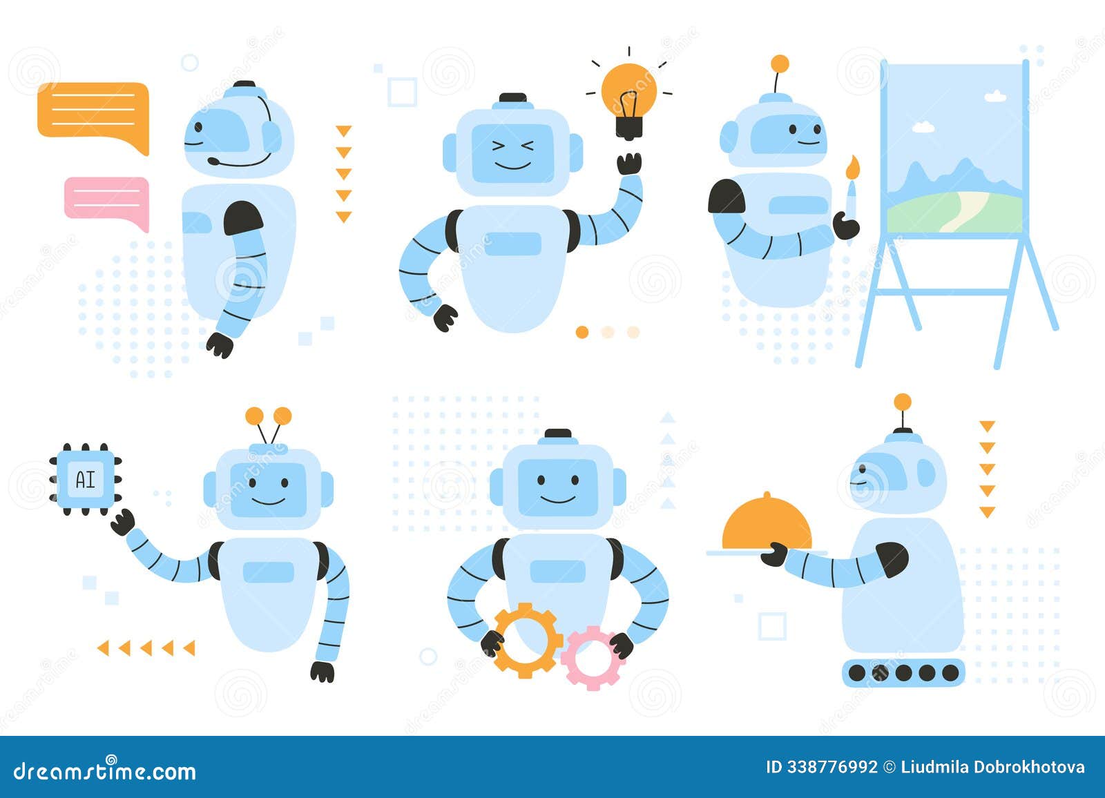 Artificial Intelligence Assistant Big Vector Set Stock Vector ...