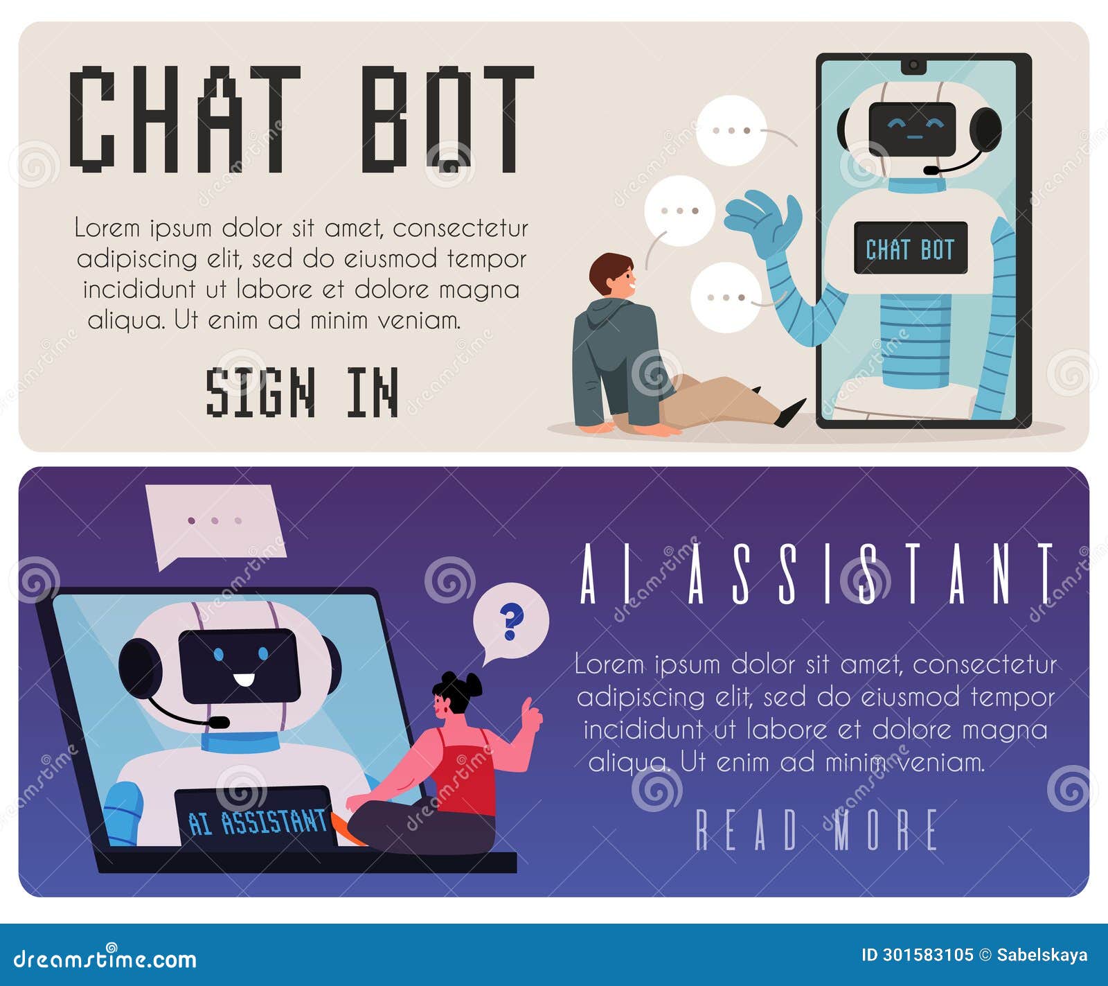 Artificial Intelligence Assistant and Chat Bot Service Landing Pages ...