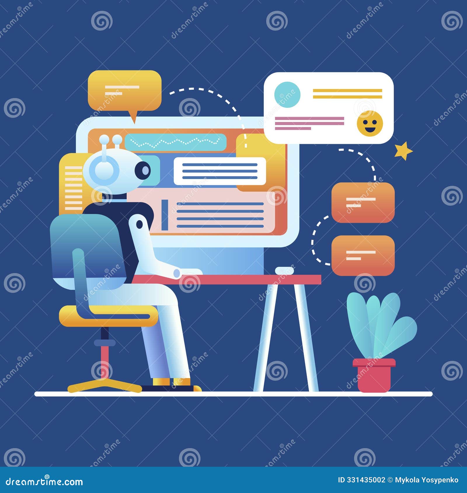 Artificial Intelligence Assistant Multitasking Stock Illustration ...