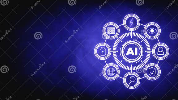 Artificial Intelligence and Automated Machine Learning Language Blue Digital User Interface ...