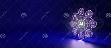 Artificial Intelligence and Automated Machine Learning Language Blue Digital User Interface ...