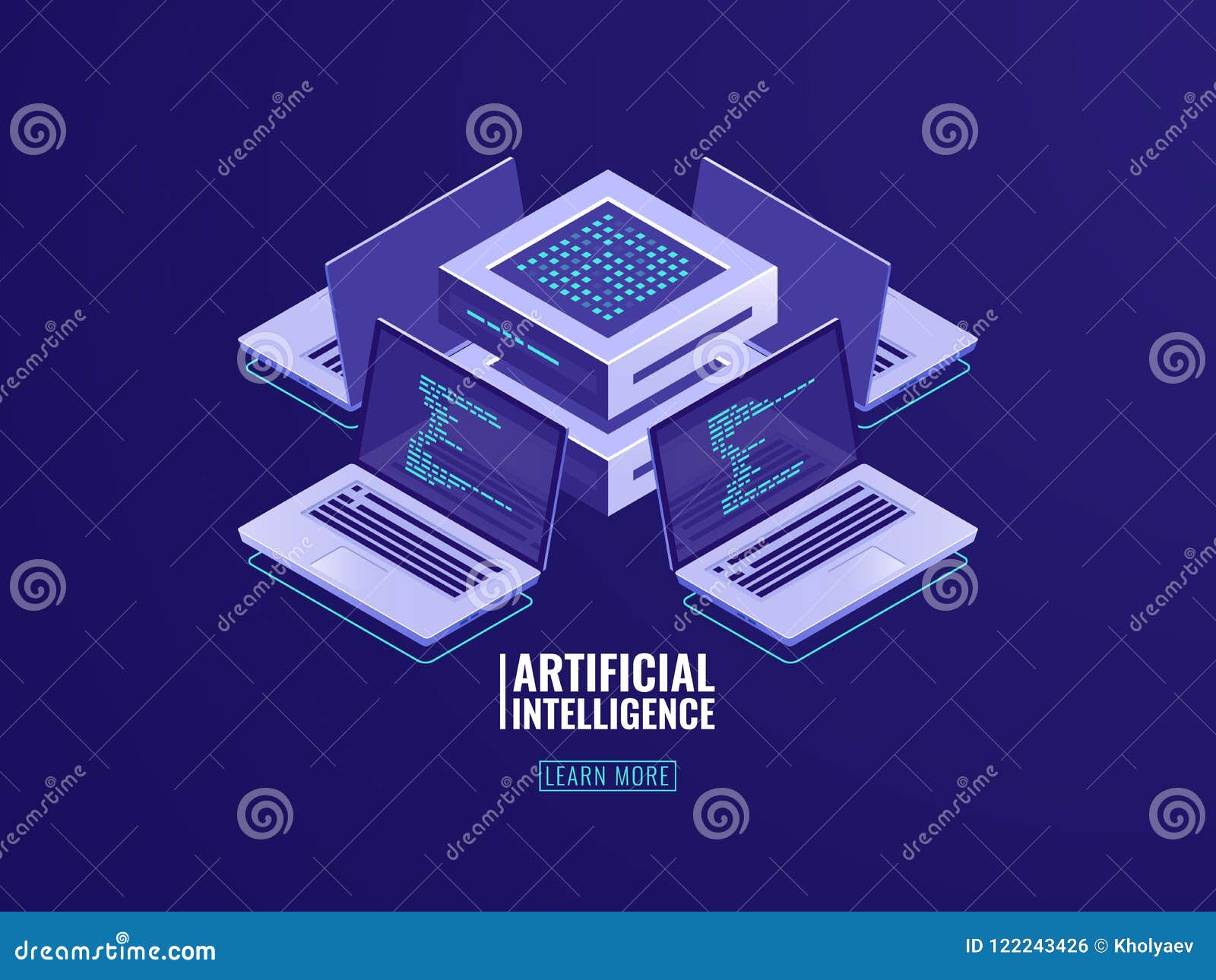 Computing Power Text On Abstract Blue Hex Background Illustration ...