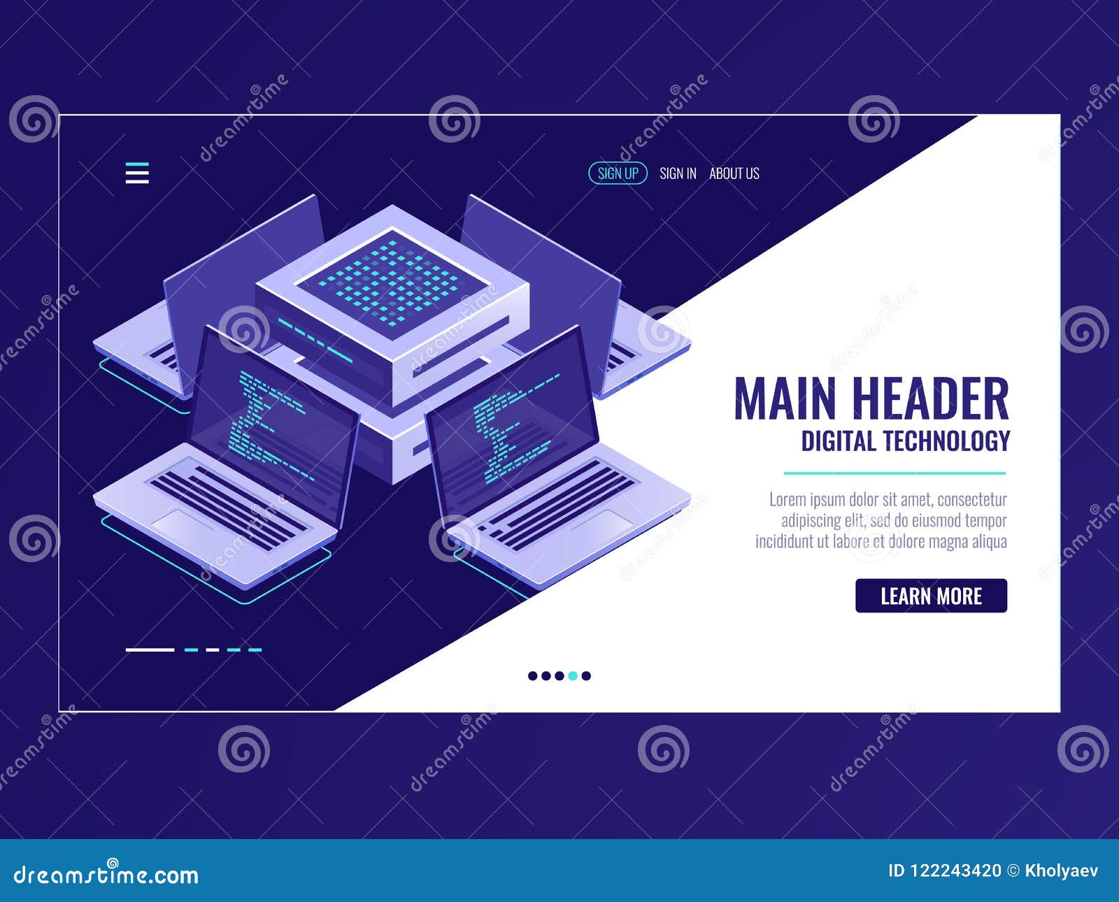 Artificial Intelligence Automated Process of Big Data Processing, Server Room, Computing Power ...
