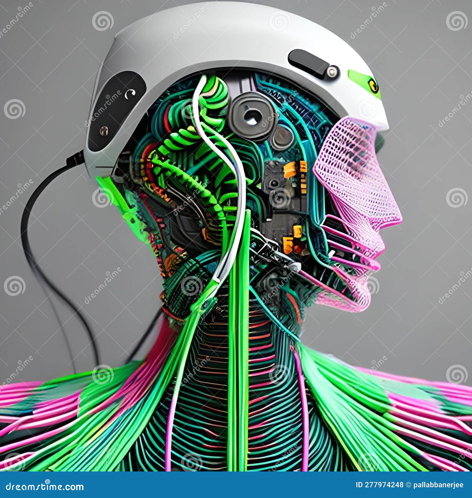 Artificial Intelligence Background, Abstract Art, Cyborg Face, Portrait ...