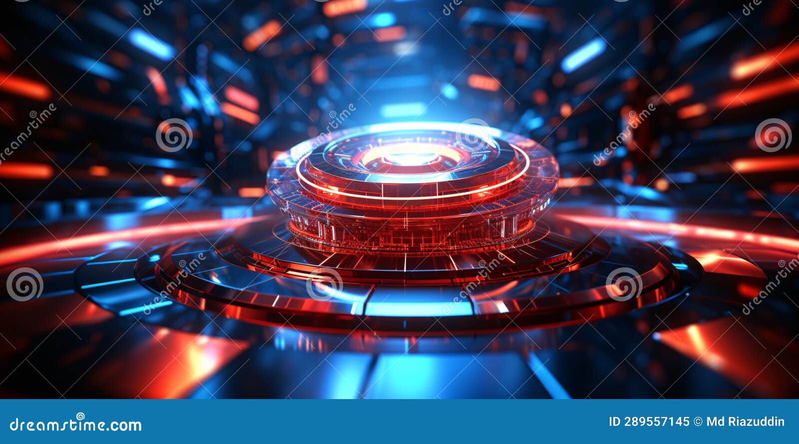 Artificial Intelligence Background Blue Red Theme Stock Illustration ...