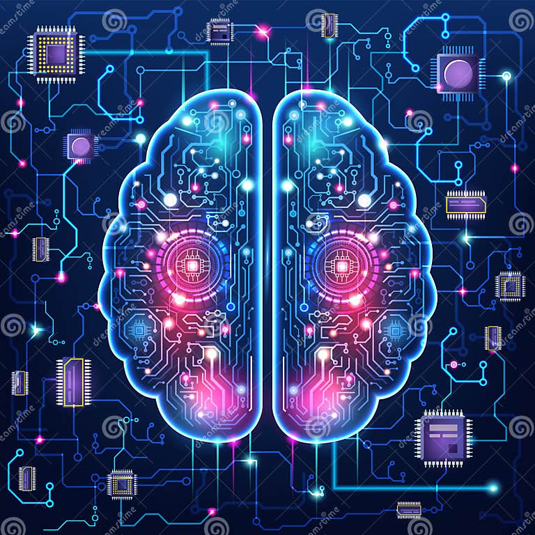 Artificial Intelligence Background Concept with Digital Brain, Machine Learning and Cyber Mind ...