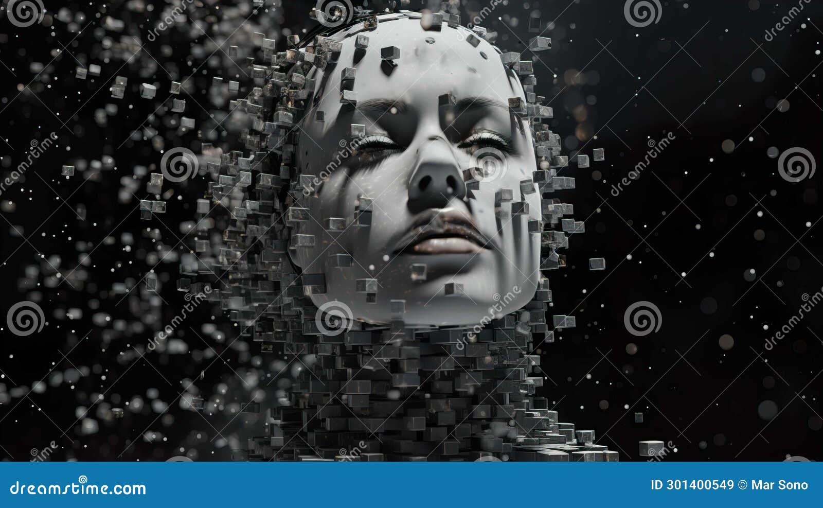 Artificial Intelligence Background , 3D Dissolving Human Head Made with ...