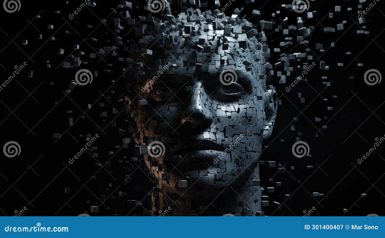 Artificial Intelligence Background , 3D Dissolving Human Head Made with ...