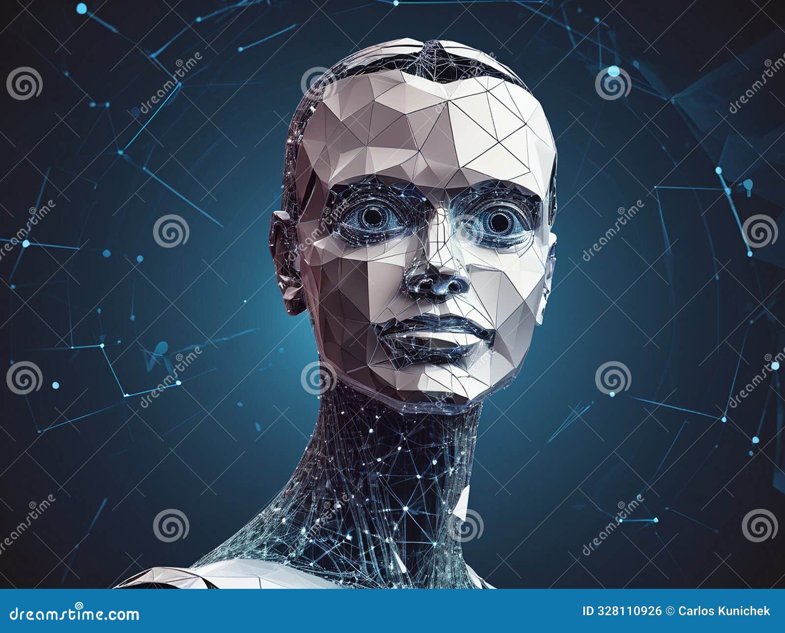 Artificial Intelligence Background with Polygonal Head - Generated by Ai Stock Illustration ...