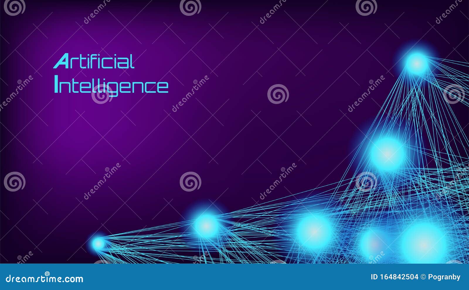 Artificial Intelligence Background. Text on Purple Gradient Backdrop ...