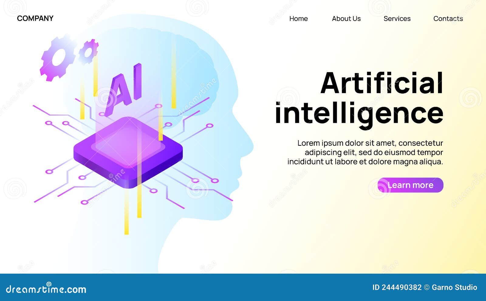 Artificial Intelligence Banner. Creative Landing Website Page Stock ...
