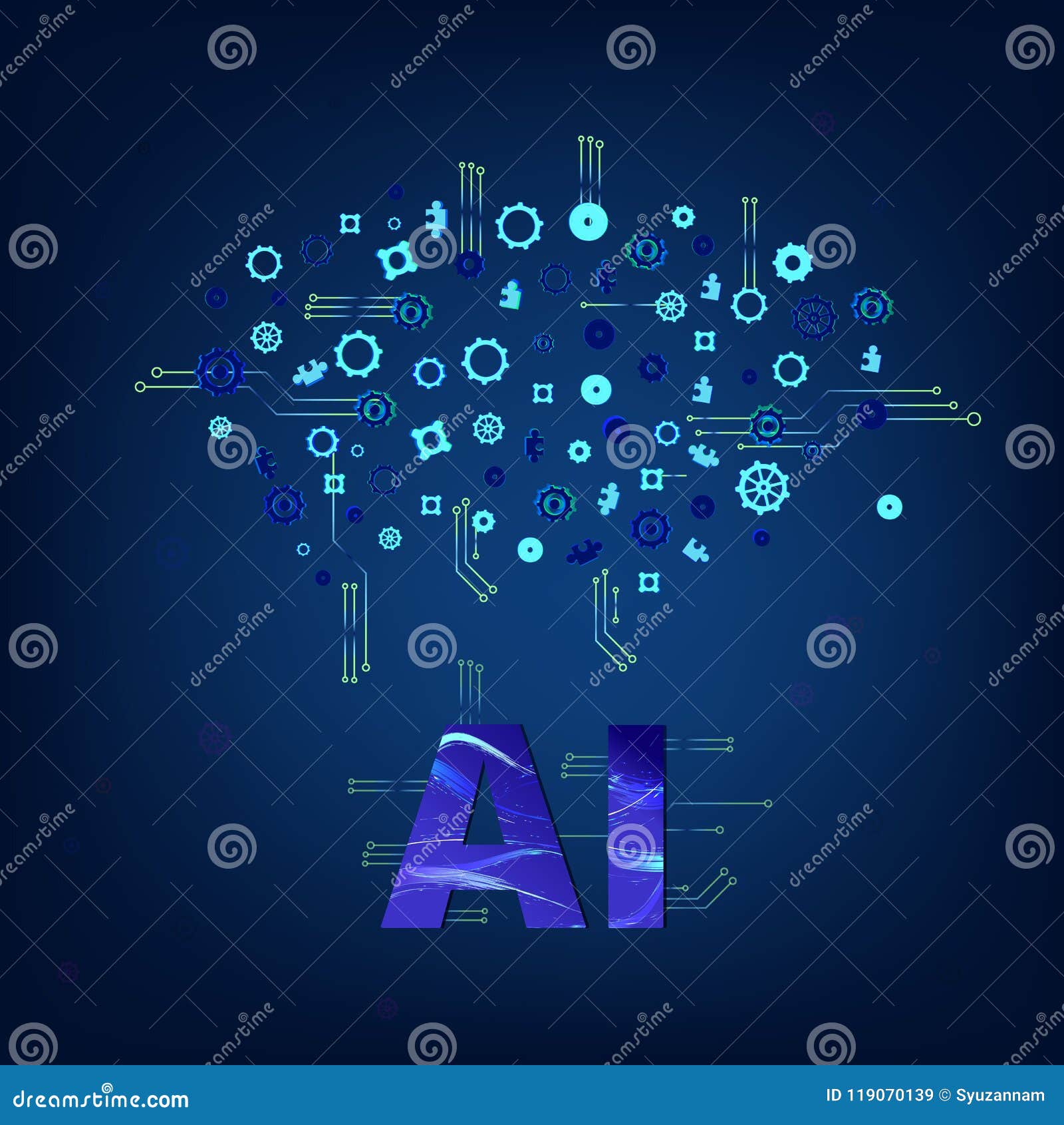 Artificial Intelligence. AI Letters. Vector Illustration. Stock Vector ...