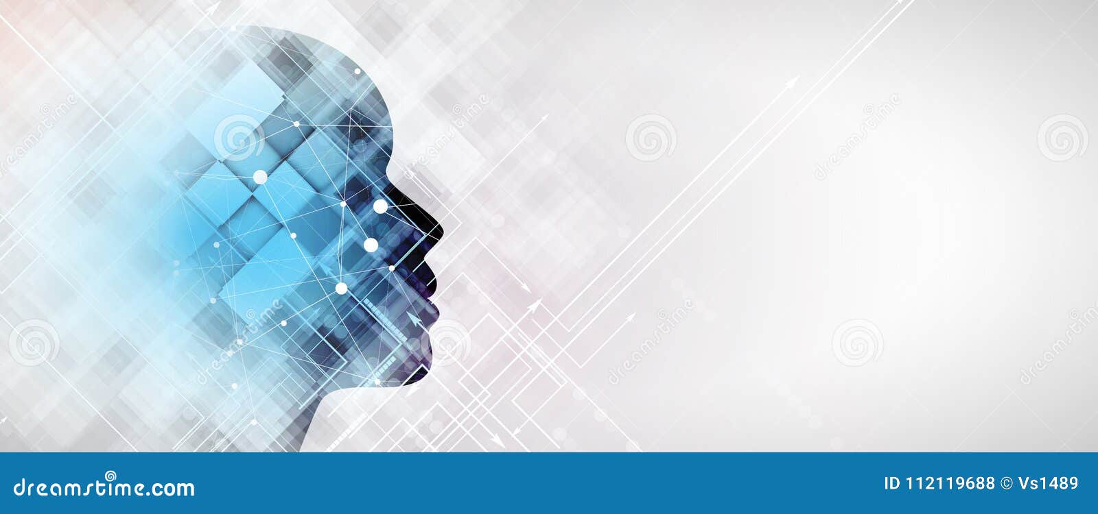 Artificial Intelligence Blue Color Style. Technology Web Background ...