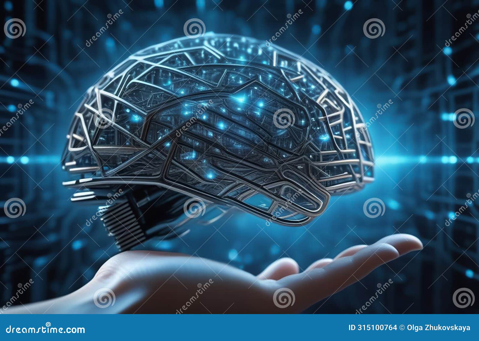 Electronic Brain of Neural Networks Stock Illustration - Illustration ...